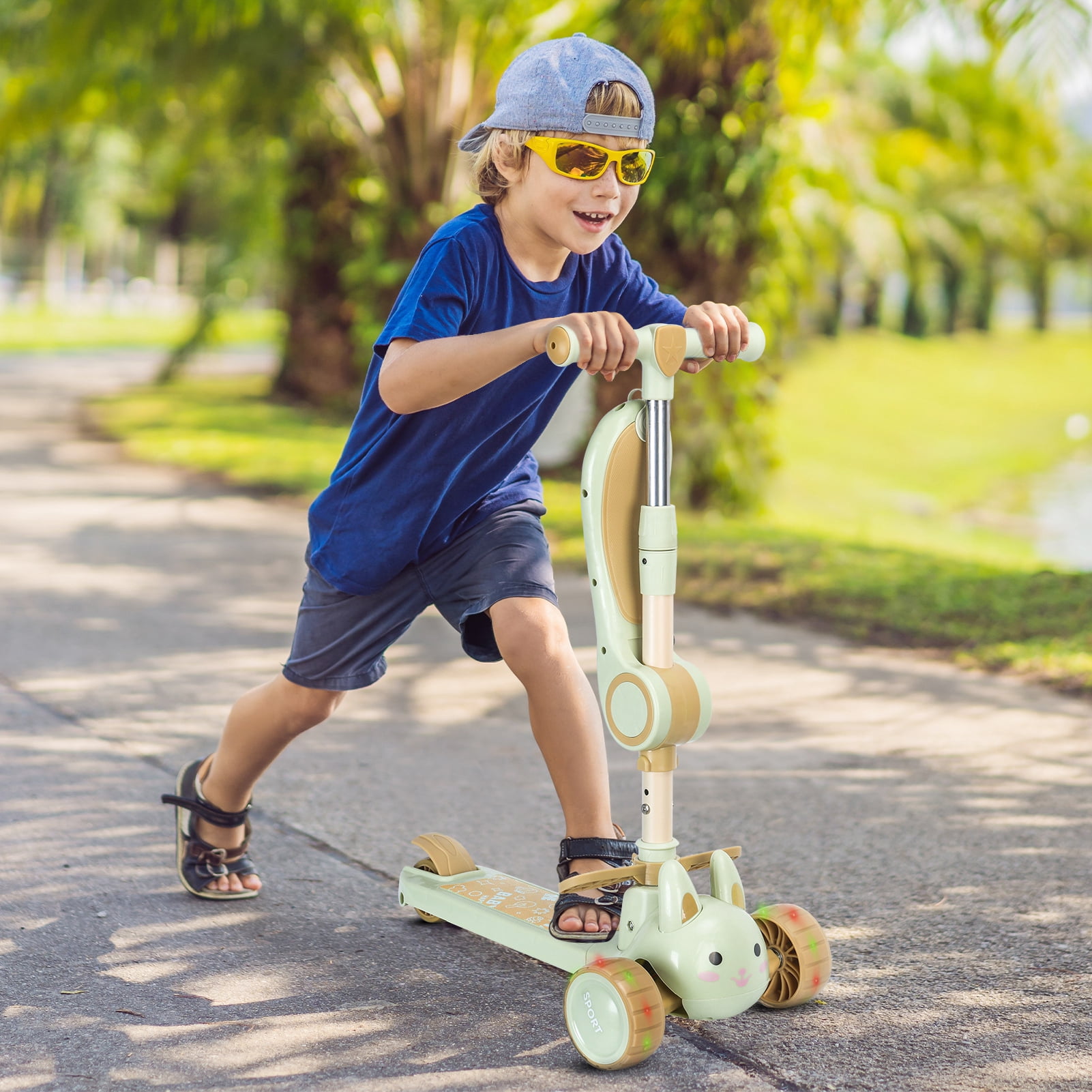 Kid Kick Scooter, Height Adjustable 3 Wheel Scooter, 5 Gears Adjustable ...