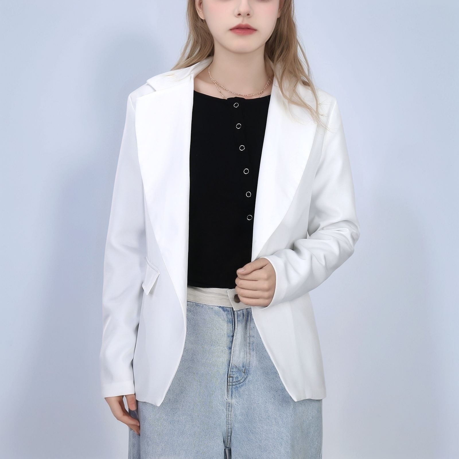 Kid Kids Suit Jacket Long Sleeve Shawl Collar Open Front Formal Girls ...