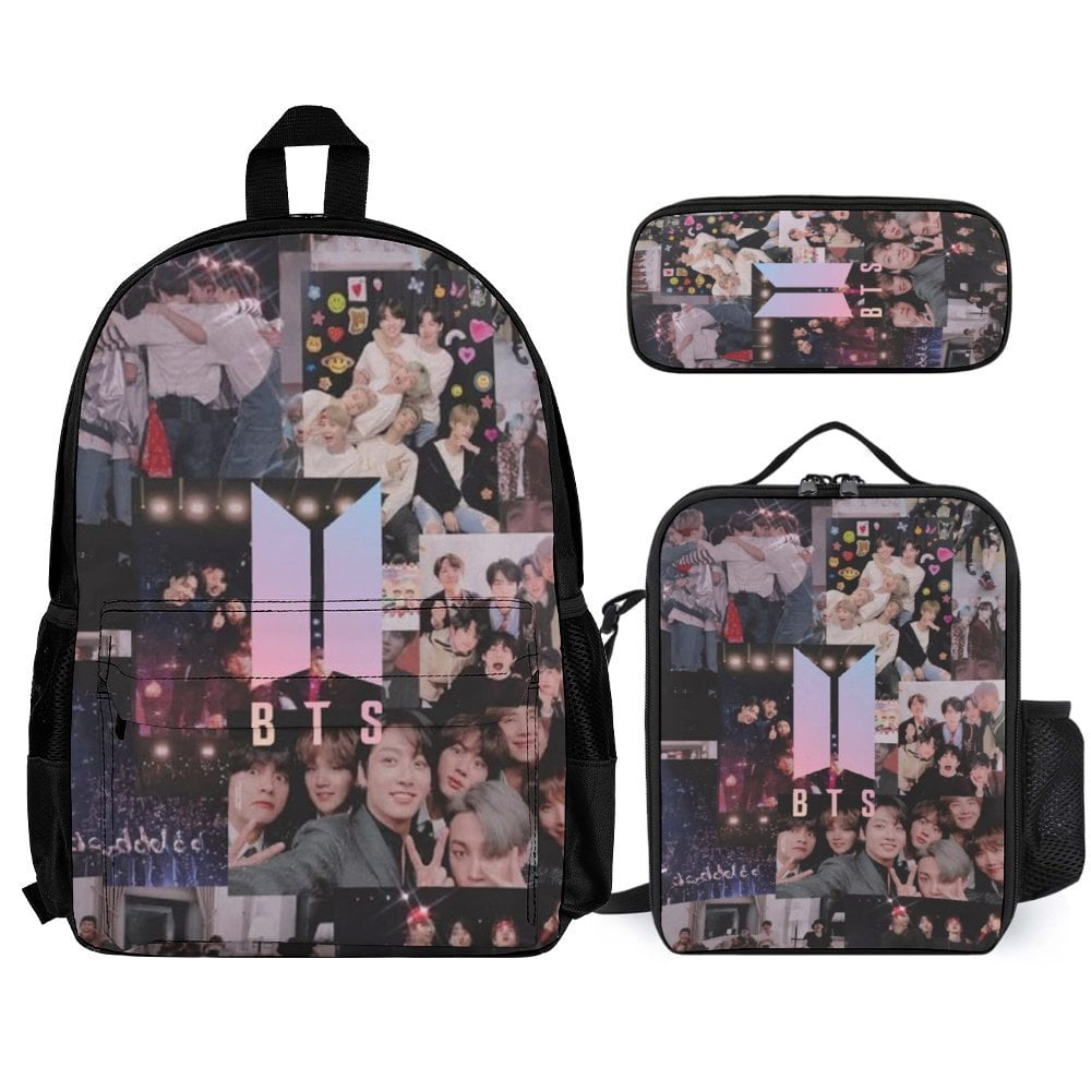 Kid Kpop BTS School Bag 3 Piece Backpack Set With Lunch Box And ...