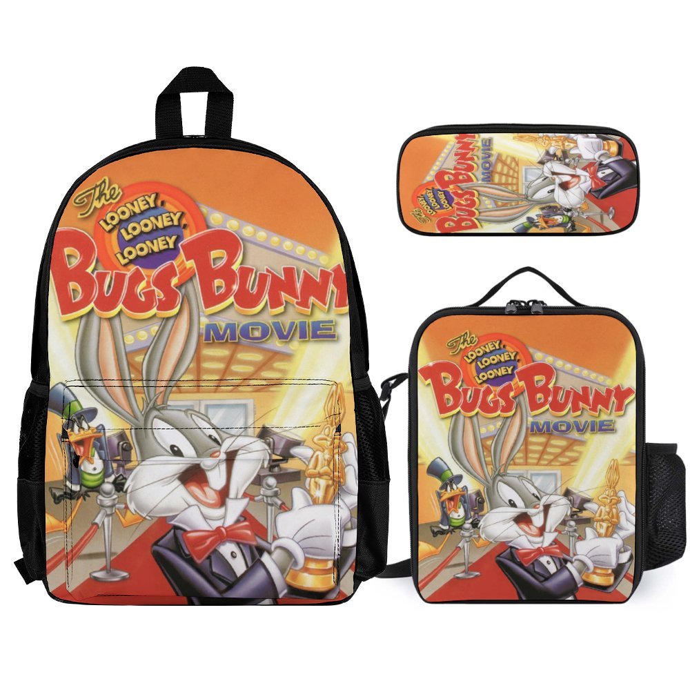 Kid Looney Tunes Bugs Bunny School Bag 3 Piece Backpack Set With Lunch ...
