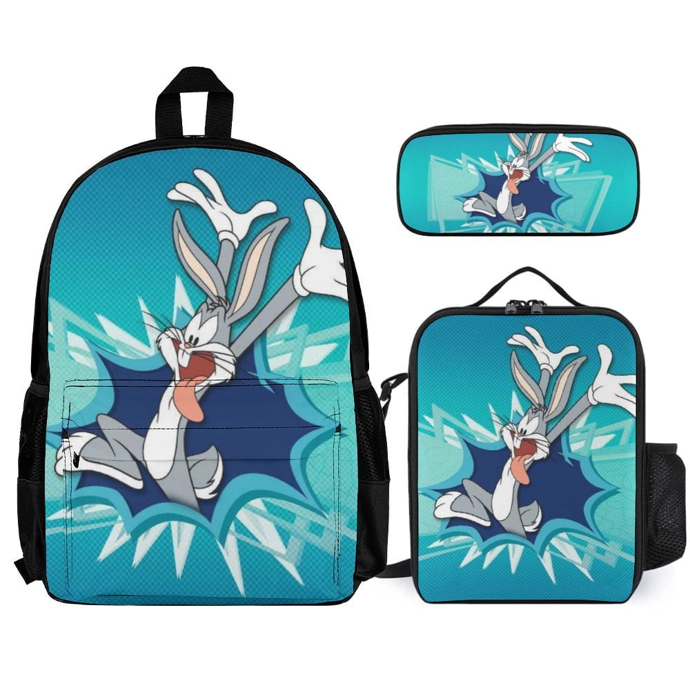 Kid Looney Tunes Bugs Bunny School Bag 3 Piece Backpack Set With Lunch ...