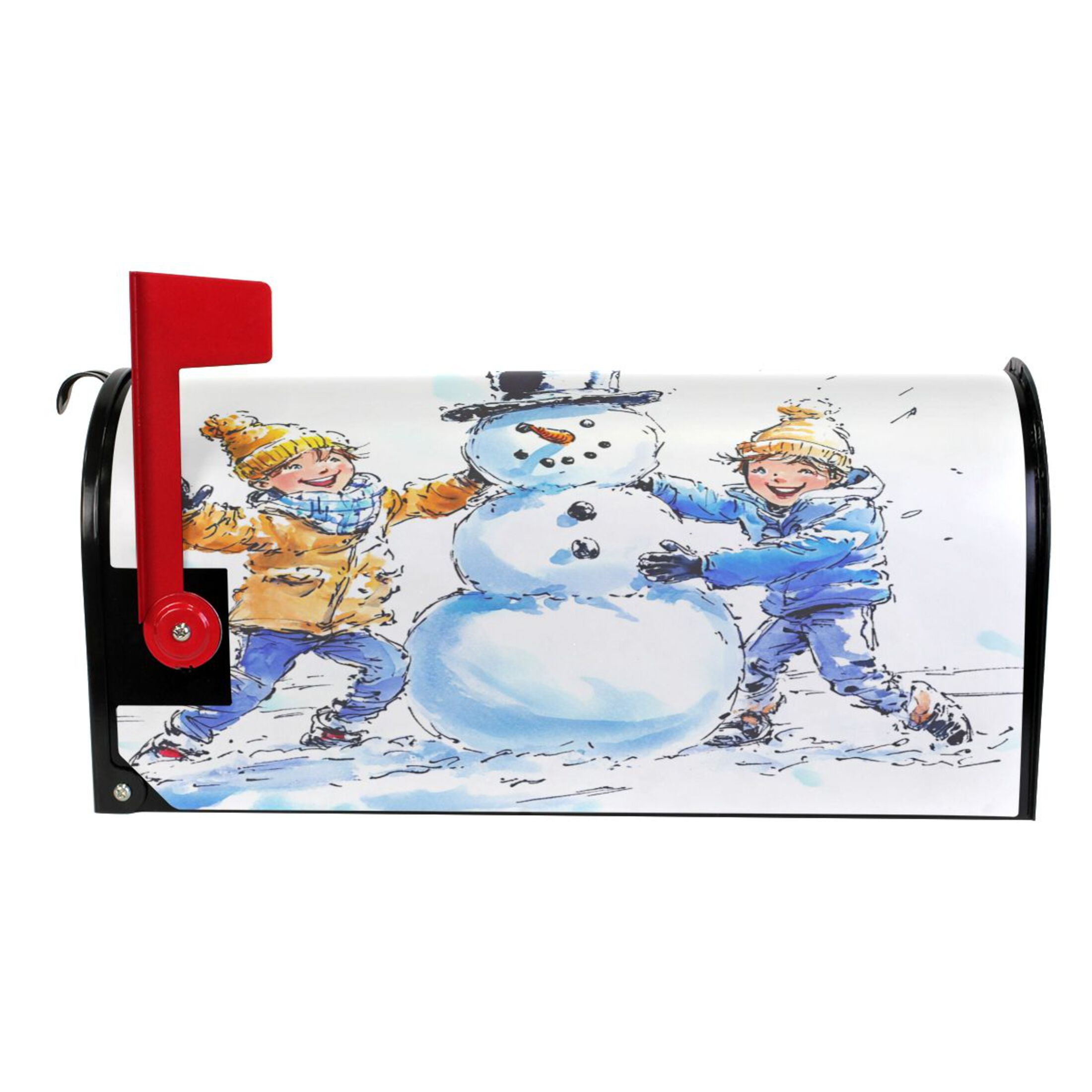 Kid Make A Snowman Magnetic PVC Mailbox Cover, 25.4" x 20.7" Large ...