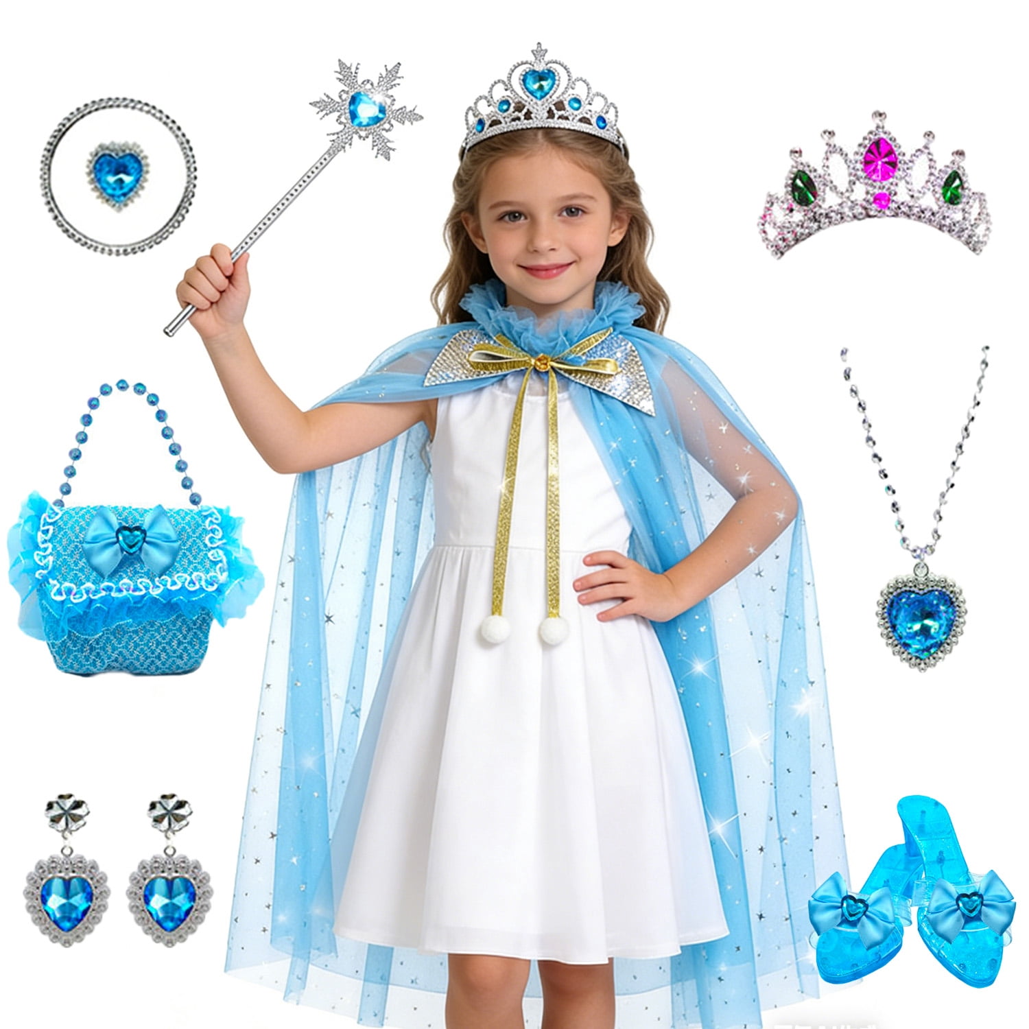 Caunedy Princess Dress Up for Girls 4-6，Toddler Dress Up with Shoes ...