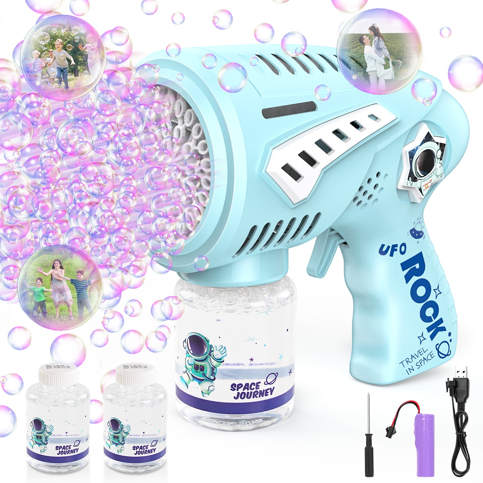 Kid Odyssey Electric Bubble Gun Toy, 39 Holes, 10000+ Bubbles, 2 ...