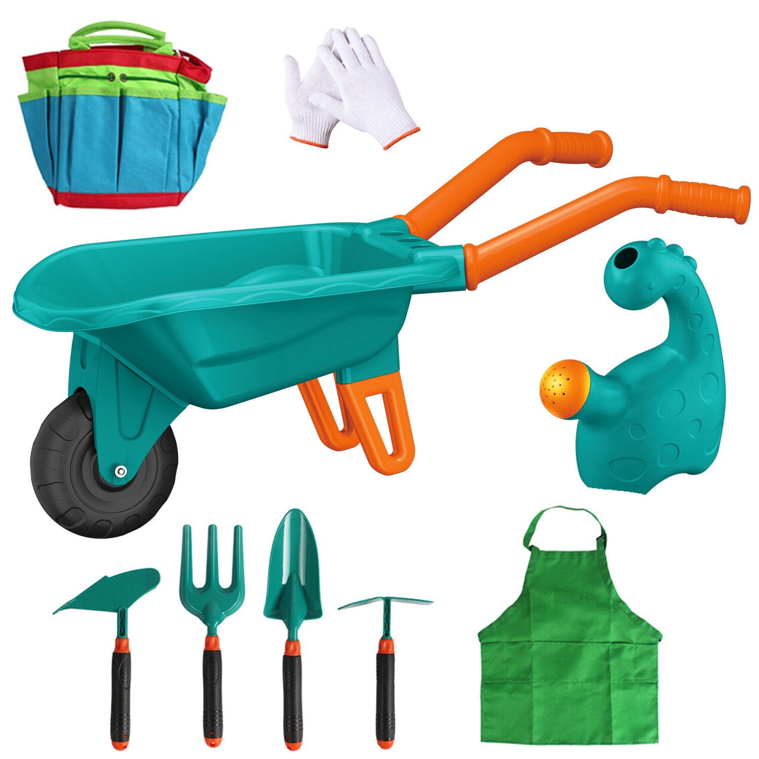 Ucradle Kids Gardening Tool Set with Wheelbarrow Watering Can Gloves ...