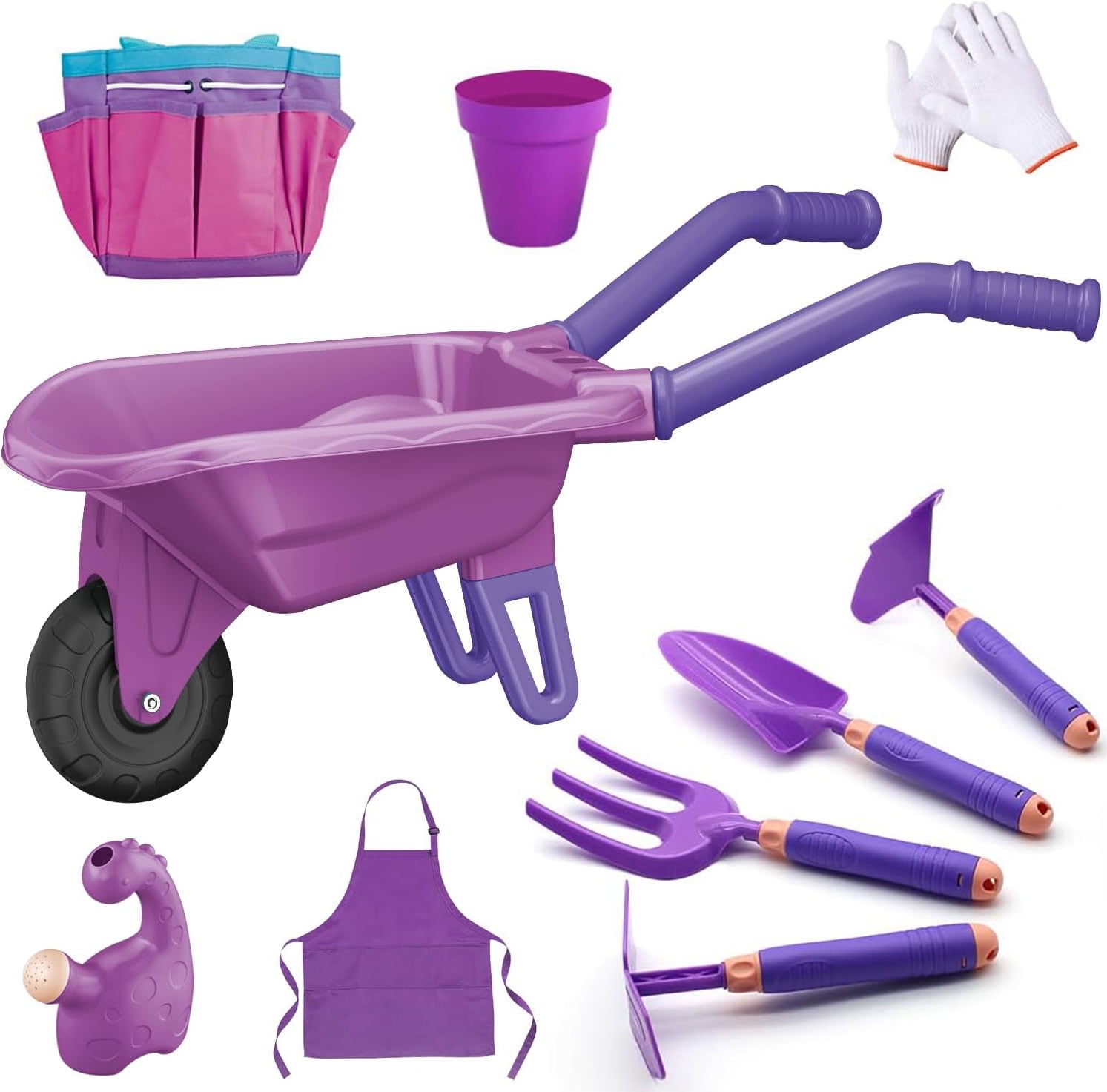 Kid Odyssey Toddler's Gardening Set, Play Yard Tools with Wheelbarrow ...