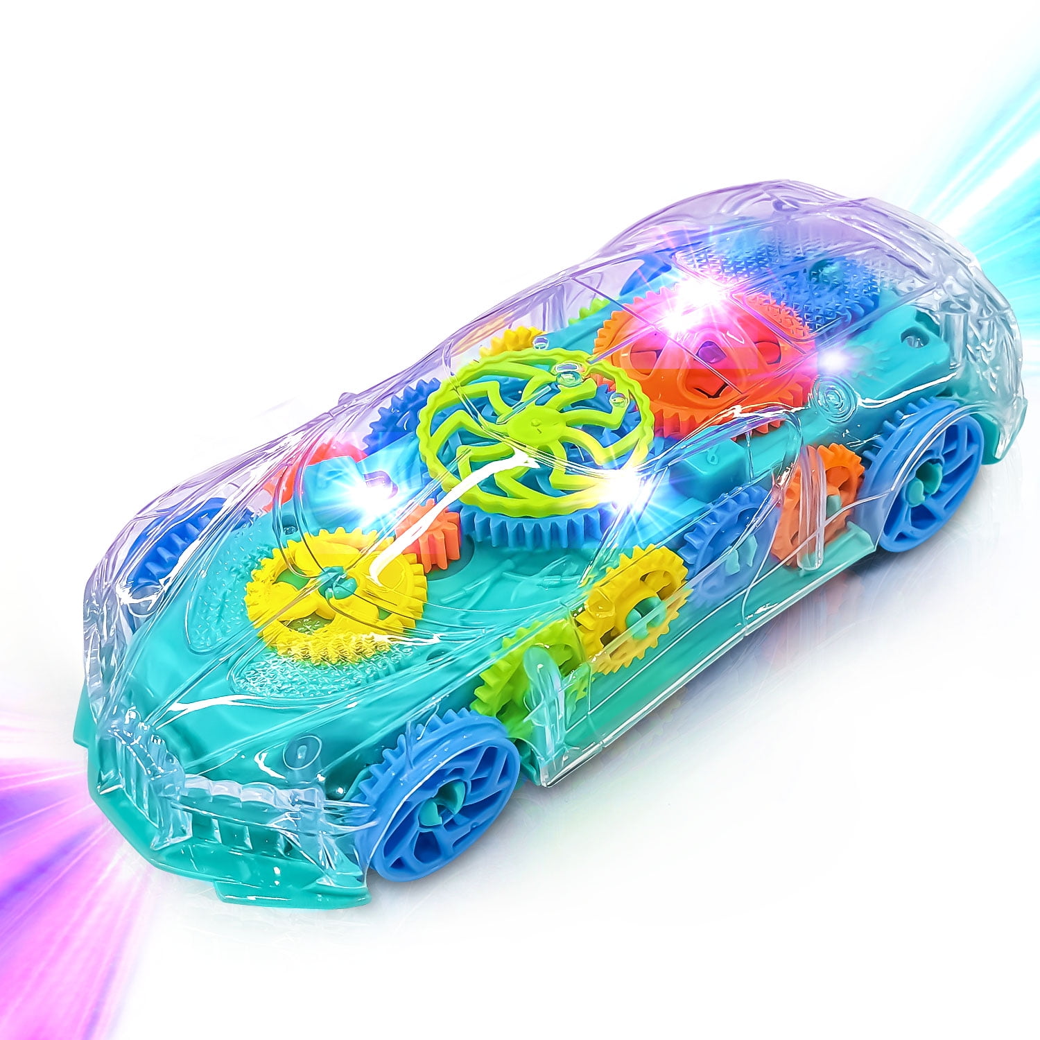 Ucradle Kid Odyssey Light Up Transparent Car Toy, Green, Moving Gears ...