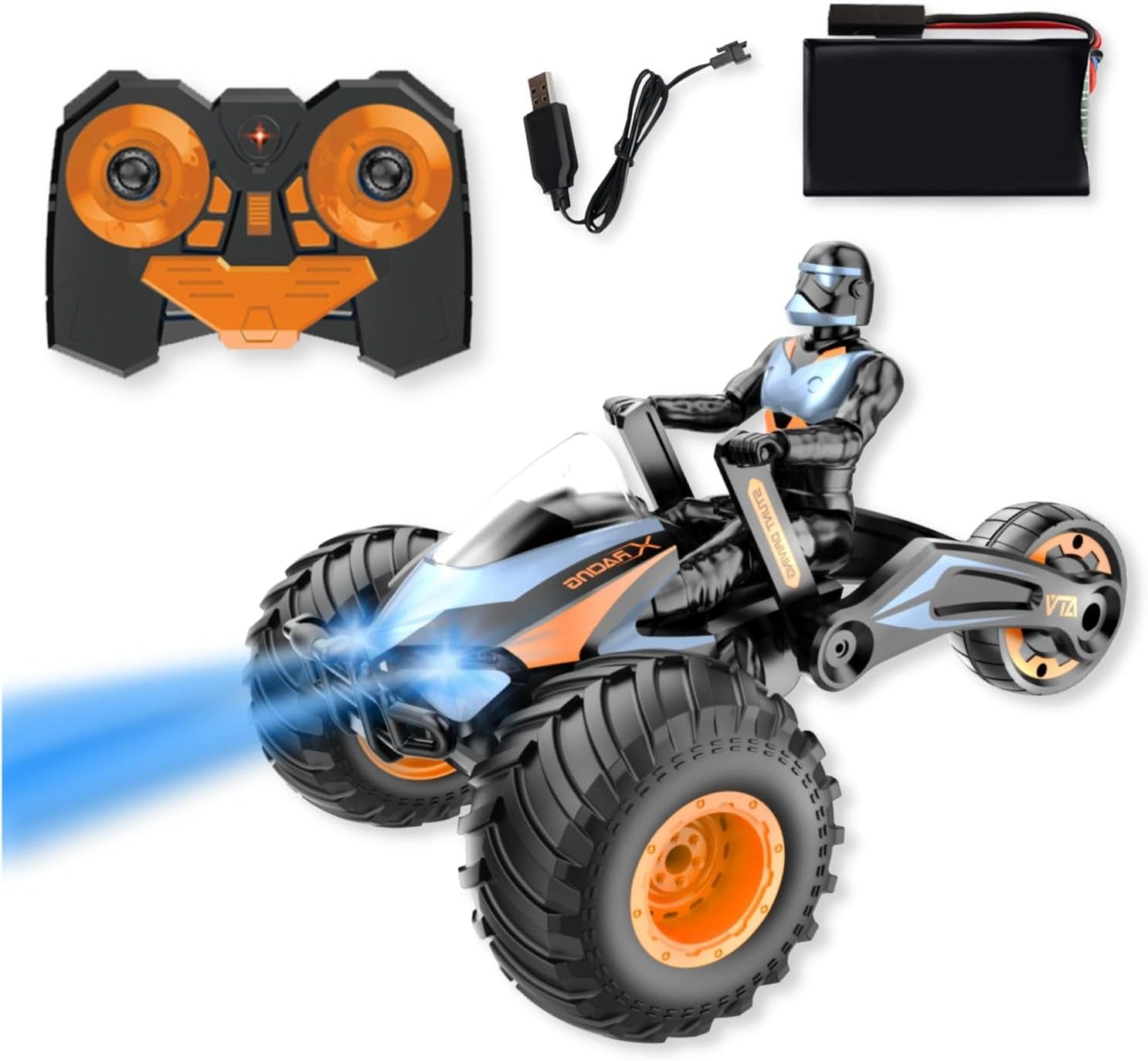 Kid Odyssey Racing RC Stunt Car, 2.4GHz, 360° Spins, LED Lights ...
