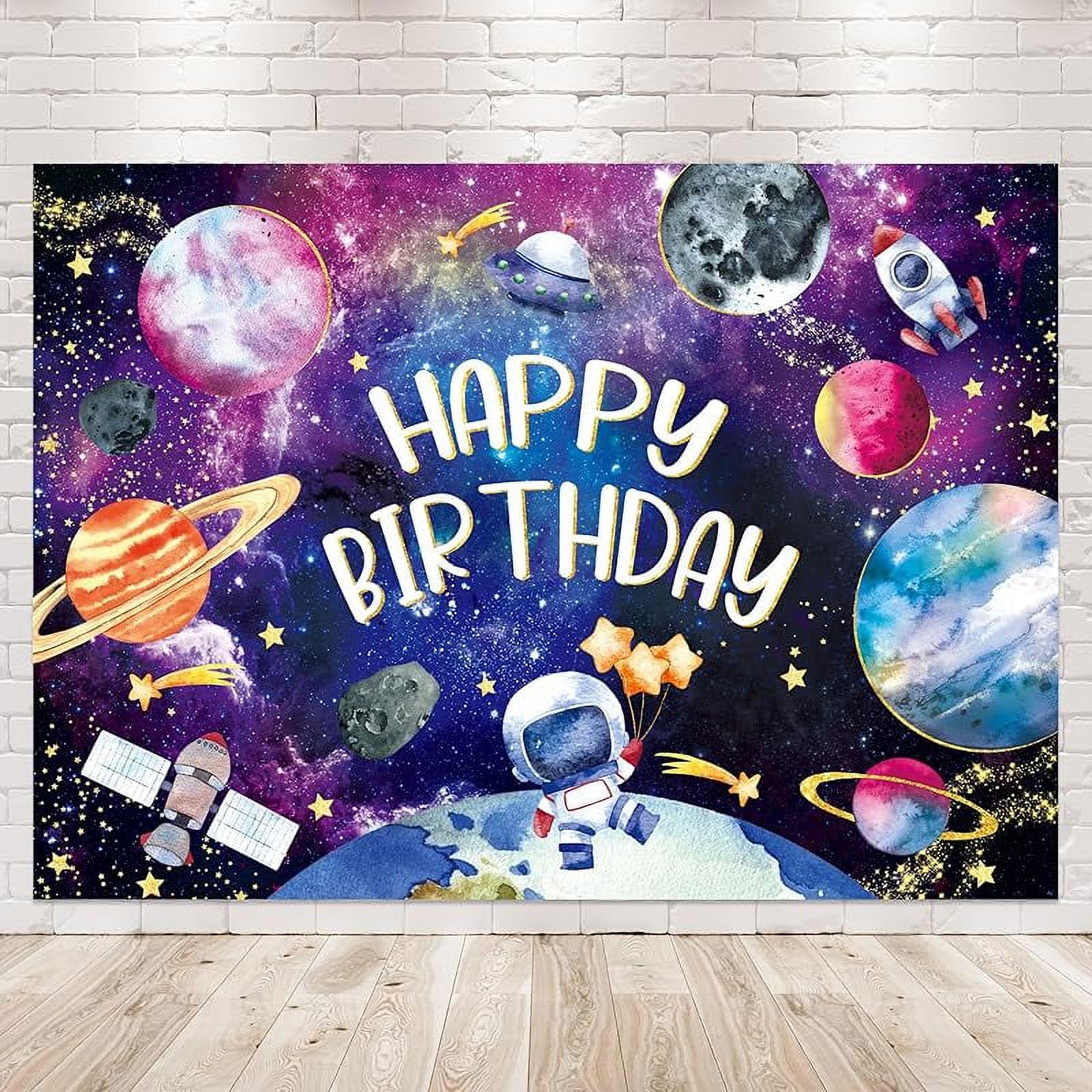 Kid Outer Space Backdrop Decorations Photography Nebula Planet Happy ...