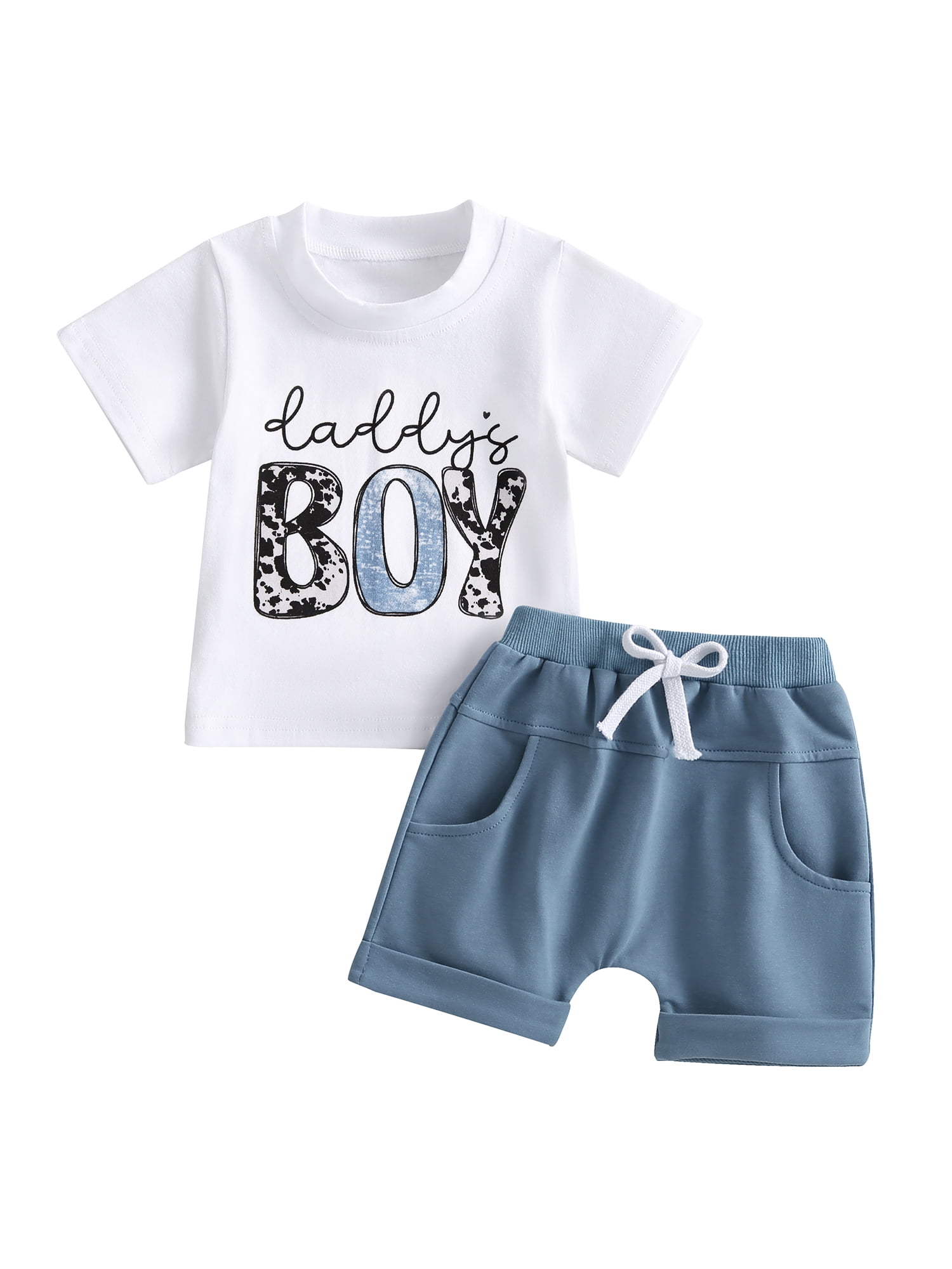 Shunvnny Kid Pants Suit Casual Street Short Sleeves Round Neck Letters ...