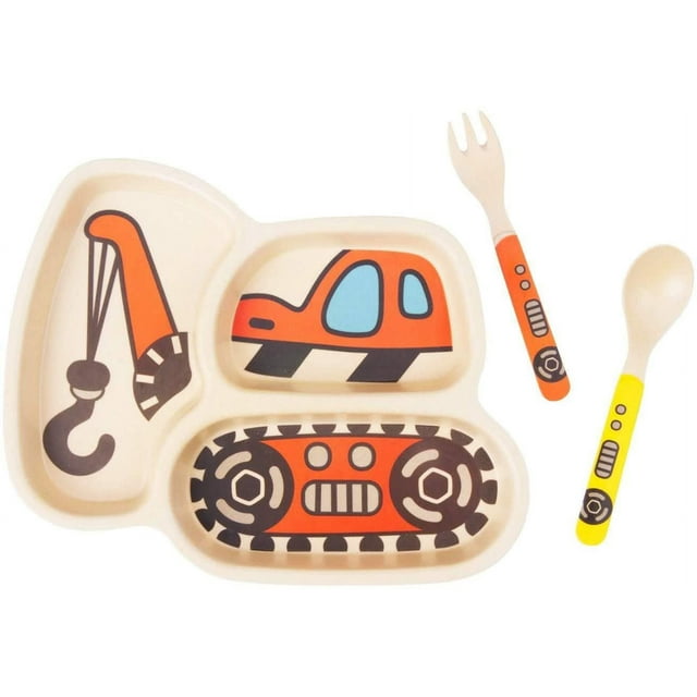 Kid Plate Set Bamboo Toddler Plates Dinnerware Dinner Dish Set Baby ...