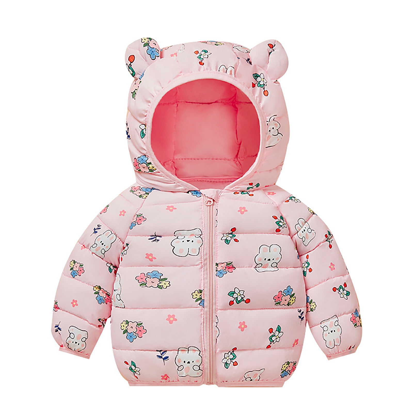Kid Puffer Coat Kids Winter Coat Baby Hoodie with Bear Ear Zipper up Down Coats for Kids infant ...