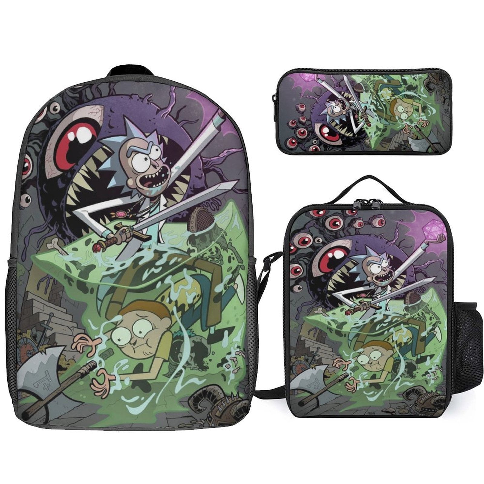Rick And Morty 3 Piece Backpack Set With Lunch Box And Pencilcase ...