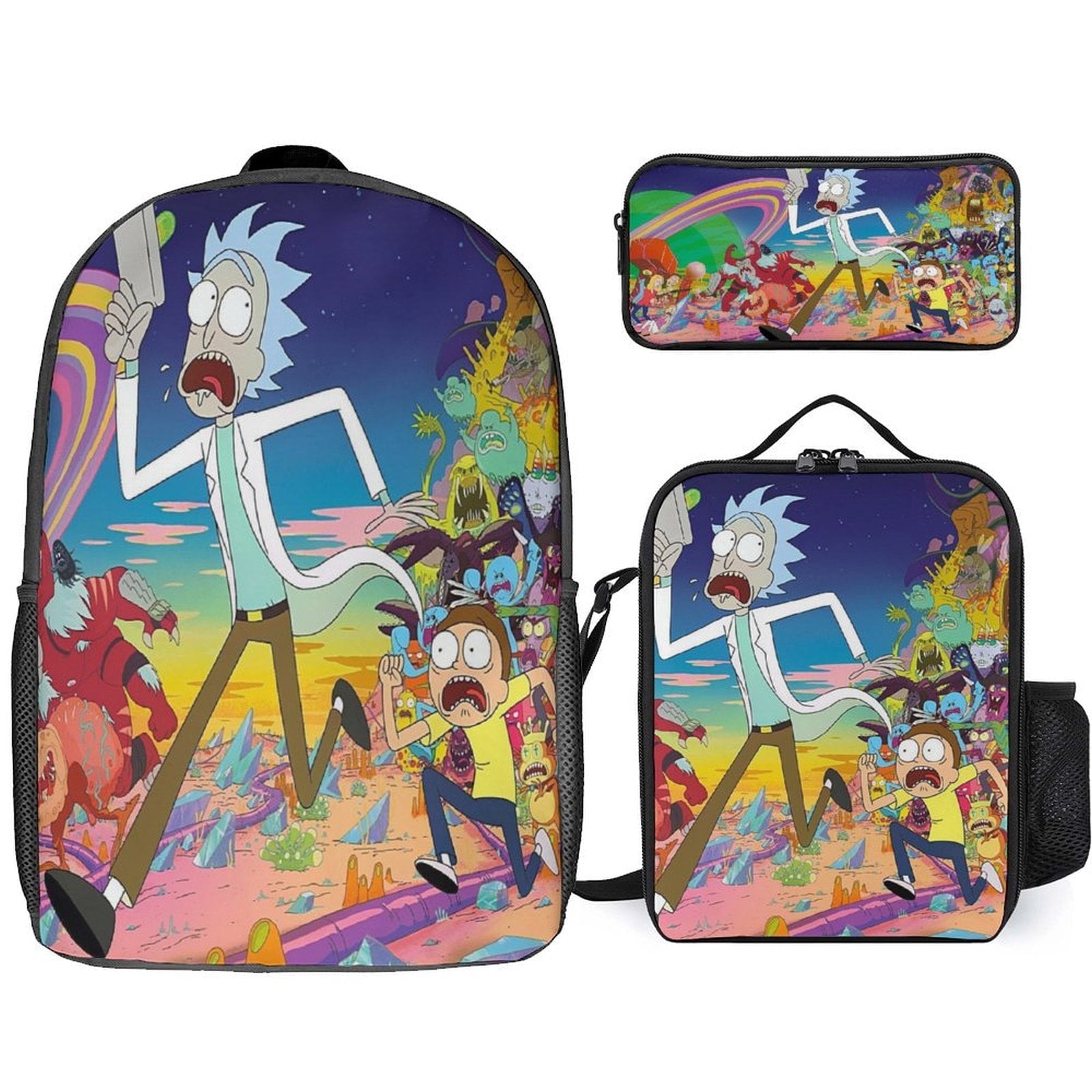 Rick And Morty 3 Piece Backpack Set With Lunch Box And Pencilcase ...
