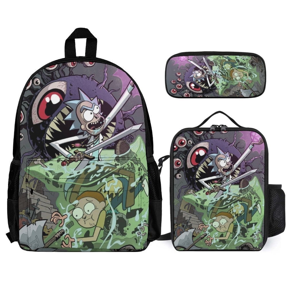 Rick And Morty 3 Piece Backpack Set With Lunch Box And Pencilcase ...