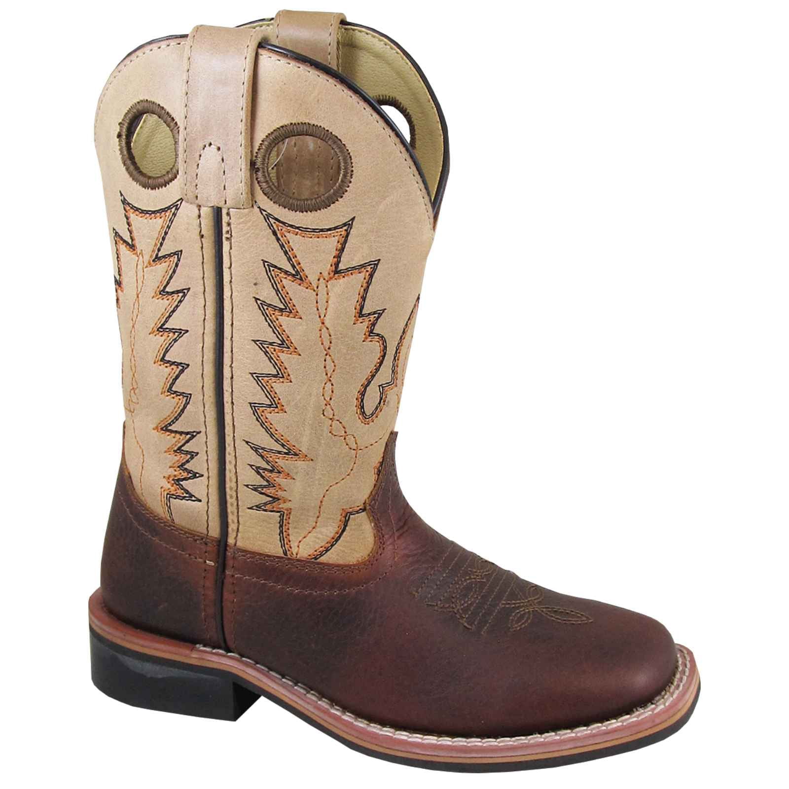 Kid'S Jesse Reddish Brown/Cream Leather Cowboy Kids Boot - Walmart.com