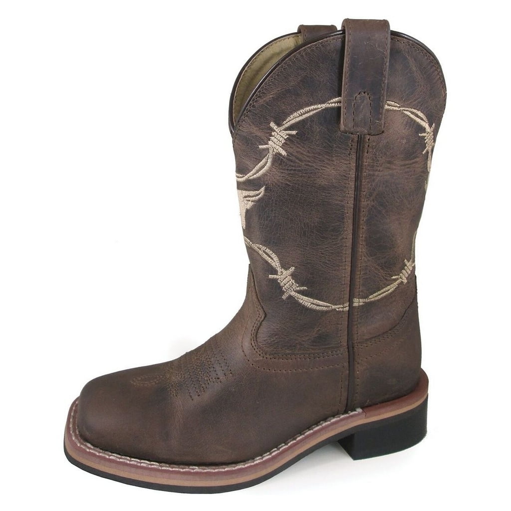 Smoky Mountain Western Boots Boys Logan Zip Brown Waxed 3923T - Walmart.com
