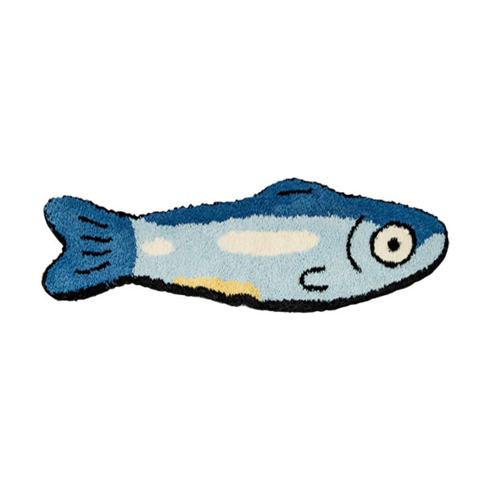 Kid Safe Slip Proof Flocking Carpet Elegant Fish Shape for Bedside Game ...