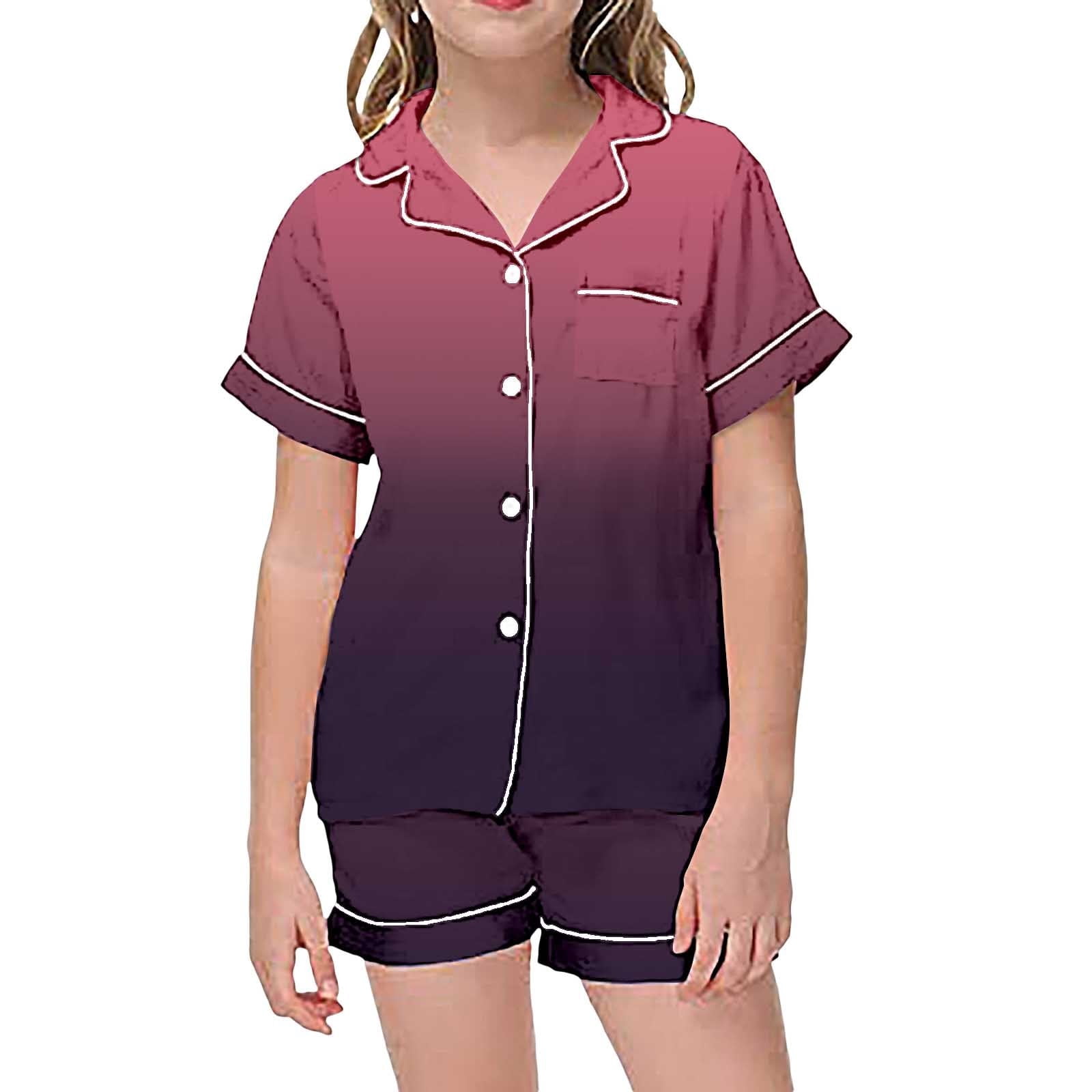 Kid Satin Pajamas For Boys Gradation Button Down Tops Set Classic ...