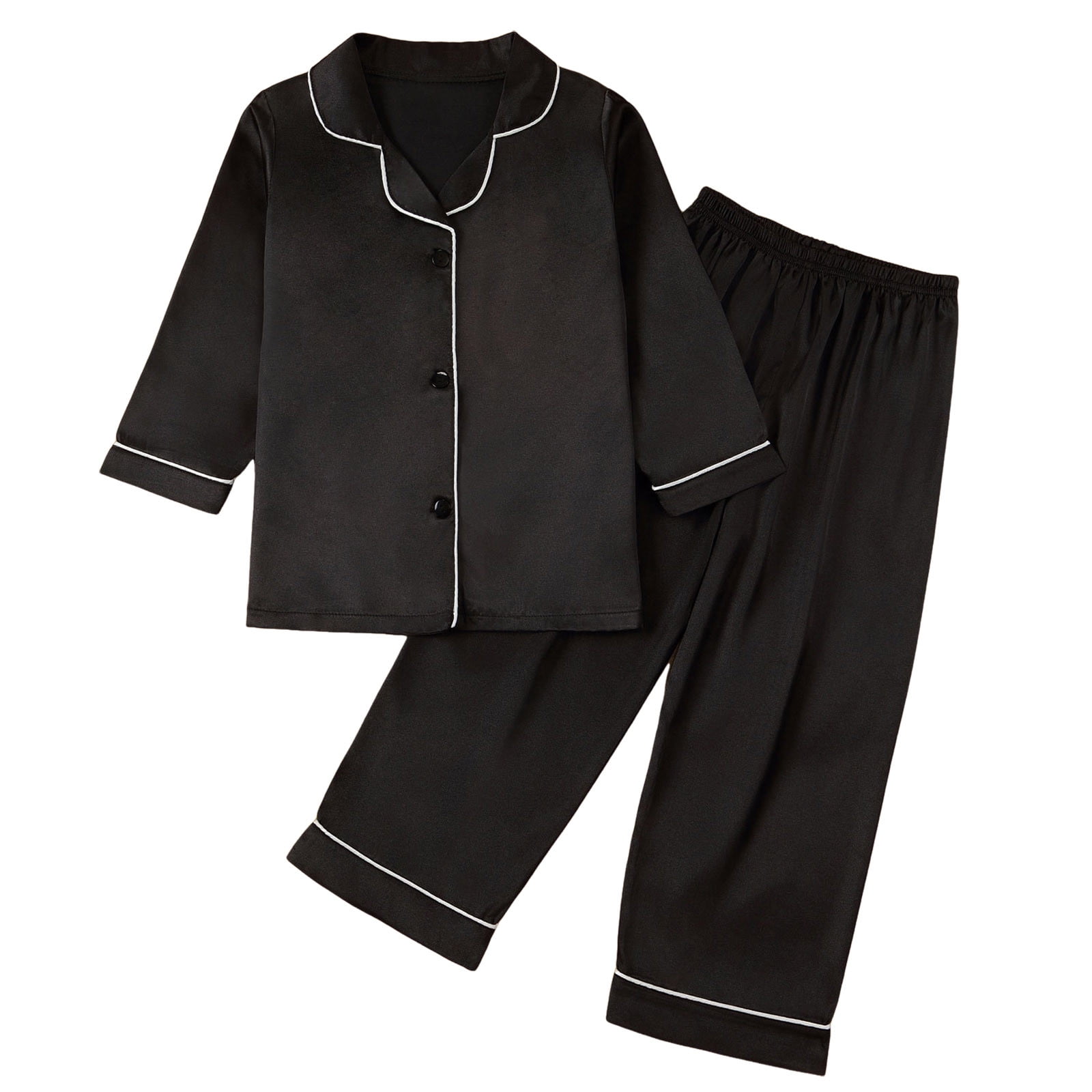 Kid Satin Pajamas Solid Kids Button Down Pajamas Set Silk Pajamas ...