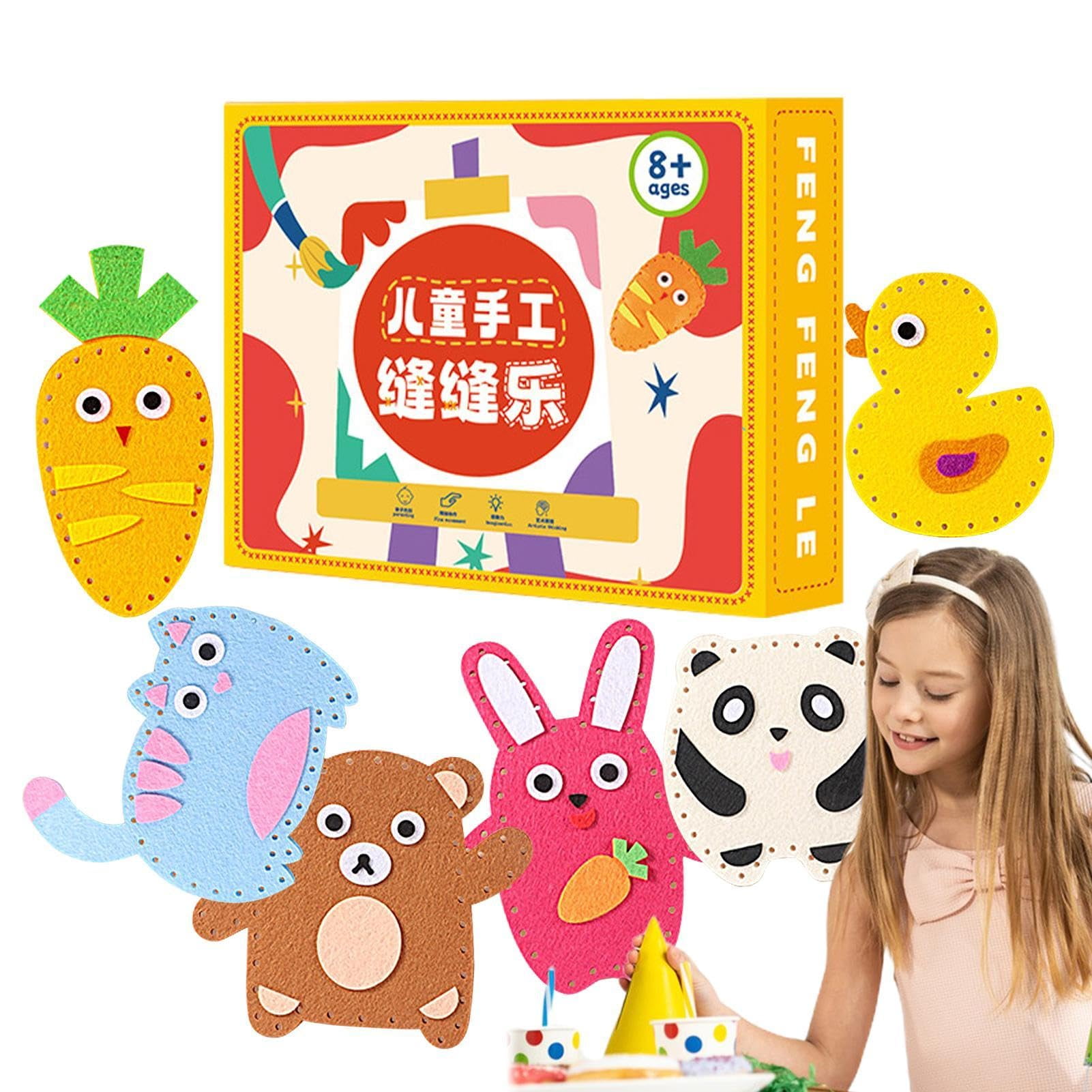 Kid Sewing Craft Kit | 6 Easy Sewing Activities Felt Animals for ...