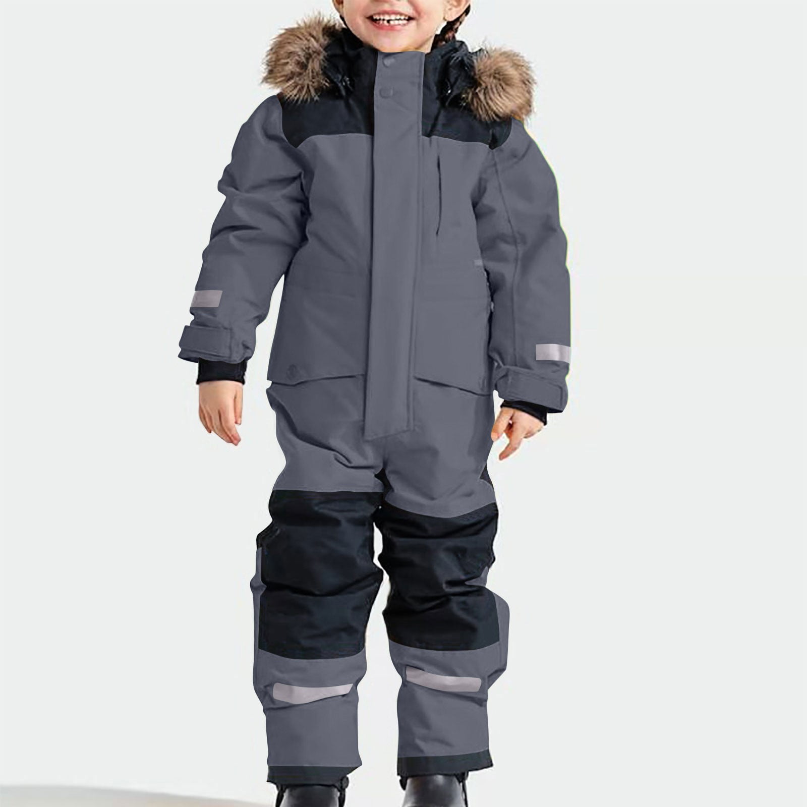 Kid Snow Suit Toddler One Piece Ski Suit Jumpsuit with Hood Windproof ...
