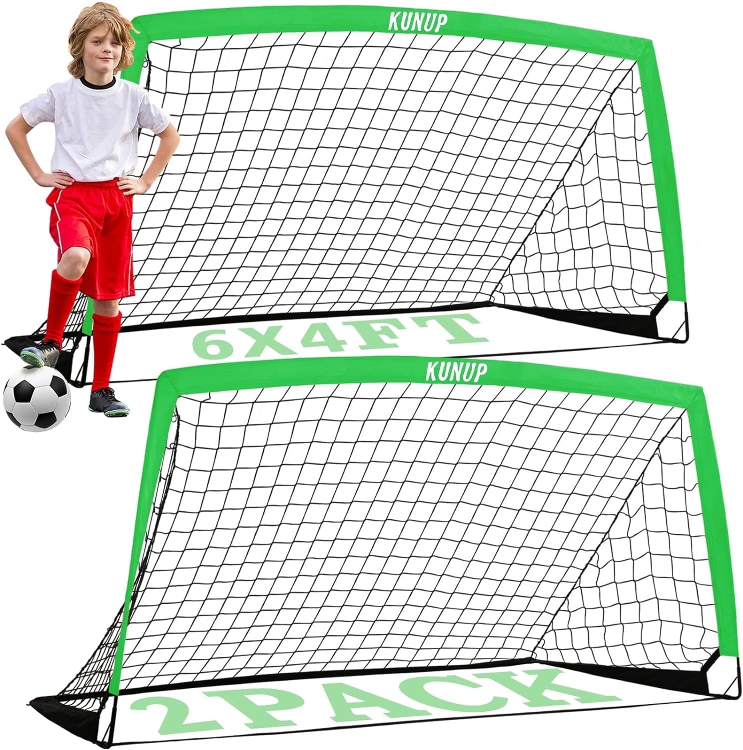 Kid Soccer Goal for Backyard 6x4FT Large Portable Soccer Net Folding ...