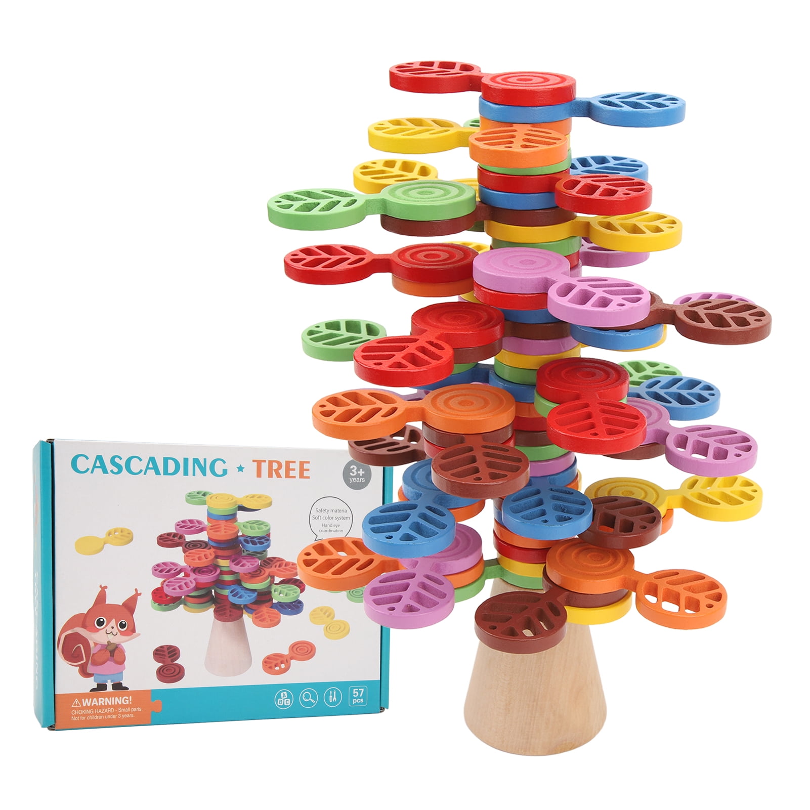 Kid Stacking Tree Toy Stacking Colorful Tree Wooden Balance Game Building Block Early ...