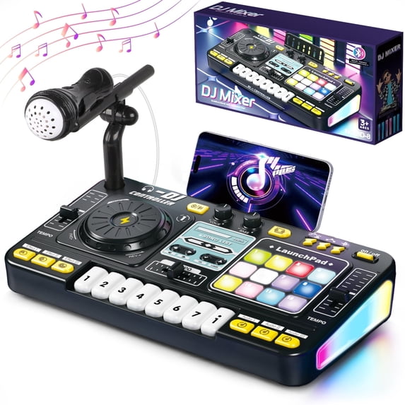 Hot Bee DJ Mixer for Kids with Microphone&Bluetooth, Light up DJ ...