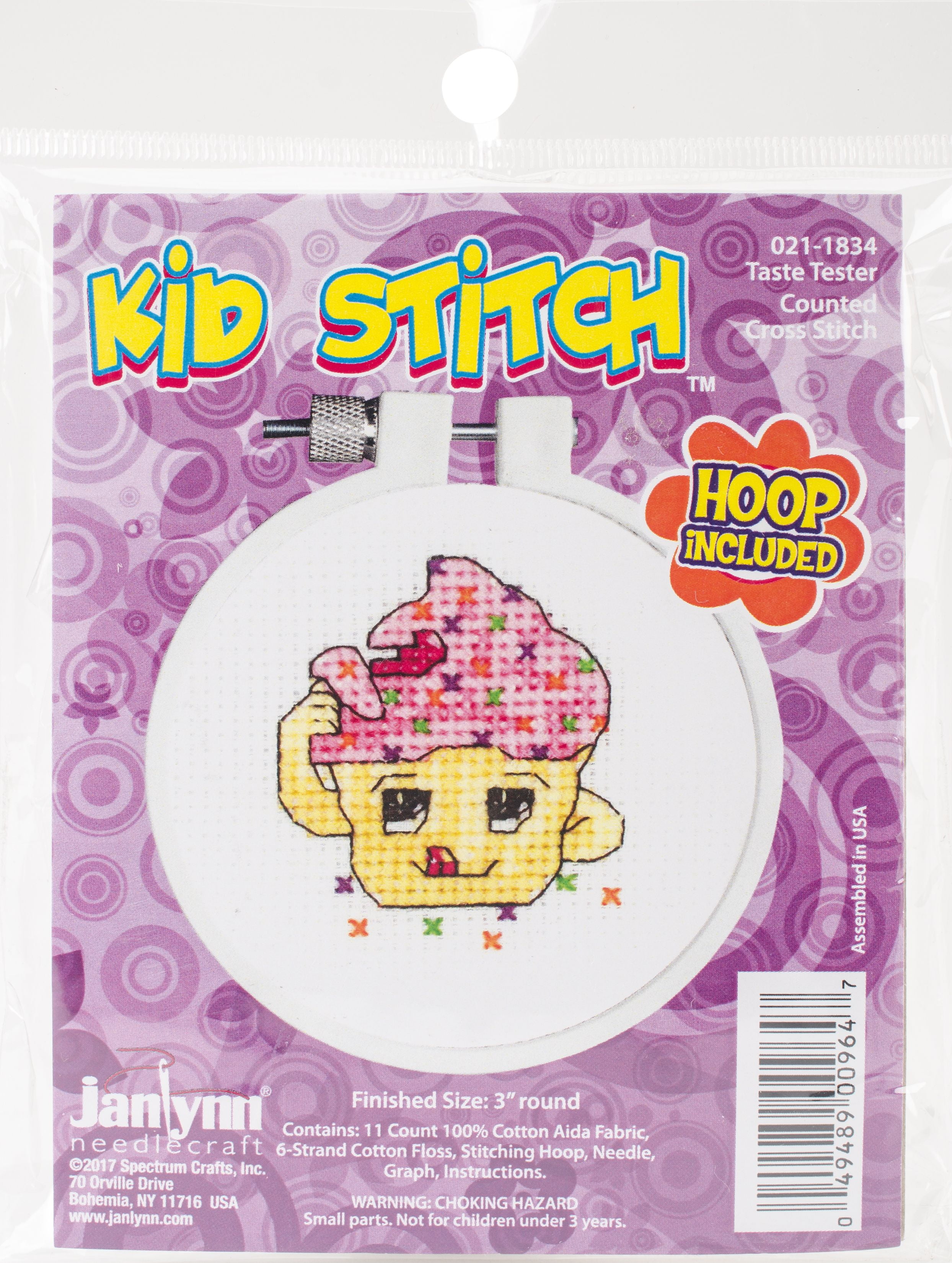 Kid Stitch Taste Tester Counted Cross Stitch Kit-3" Round 11 Count ...