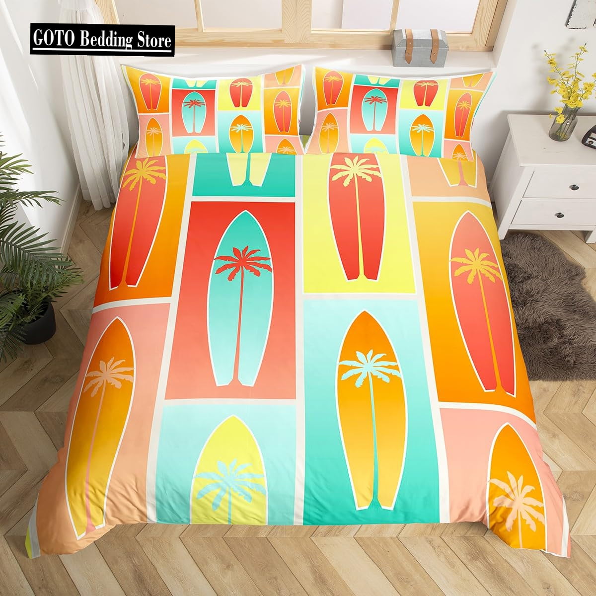 Kid Summer Gnome Duvet Cover Double King Surfboard Lifebuoy Comforter ...