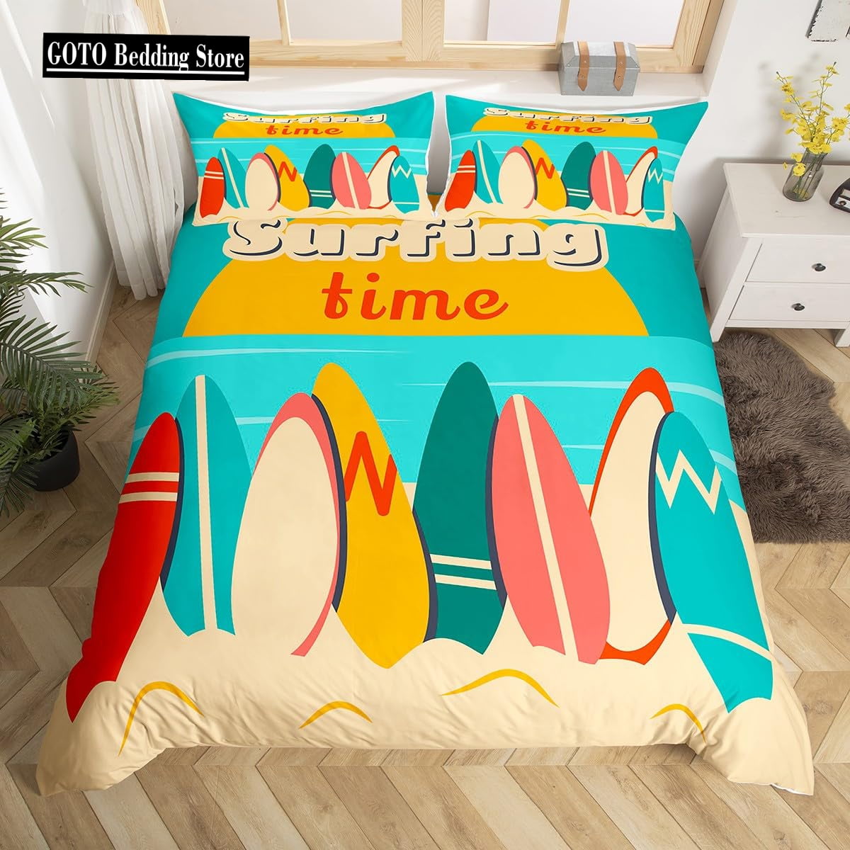 Kid Summer Gnome Duvet Cover Double King Surfboard Lifebuoy Comforter ...