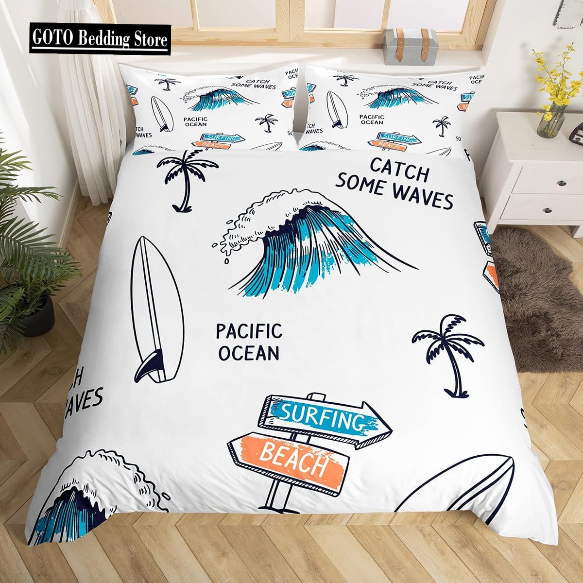 Kid Summer Gnome Duvet Cover Double King Surfboard Lifebuoy Comforter ...