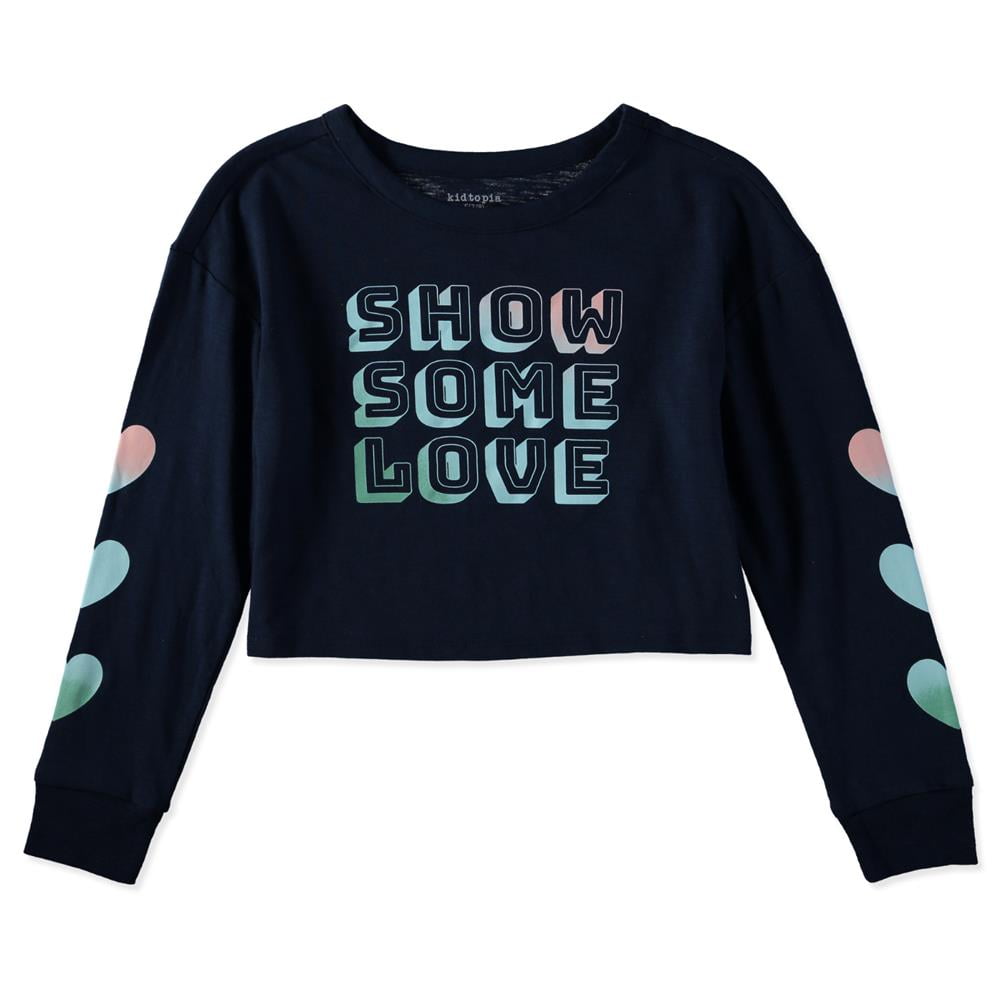 Kidtopia Girls Long Sleeve Crop Top, Crew Neck Cropped T-Shirt, Youth ...