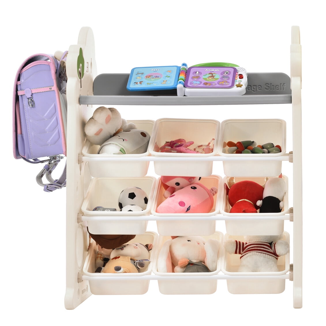 Kid Toy Storage Organizer with 9 Bins, 4-Tier Organizer Bin Set ...