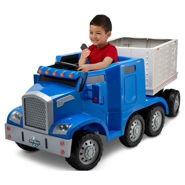 Kid Trax Semi-Truck and Trailer Ride-On Toy, Blue - Walmart.com