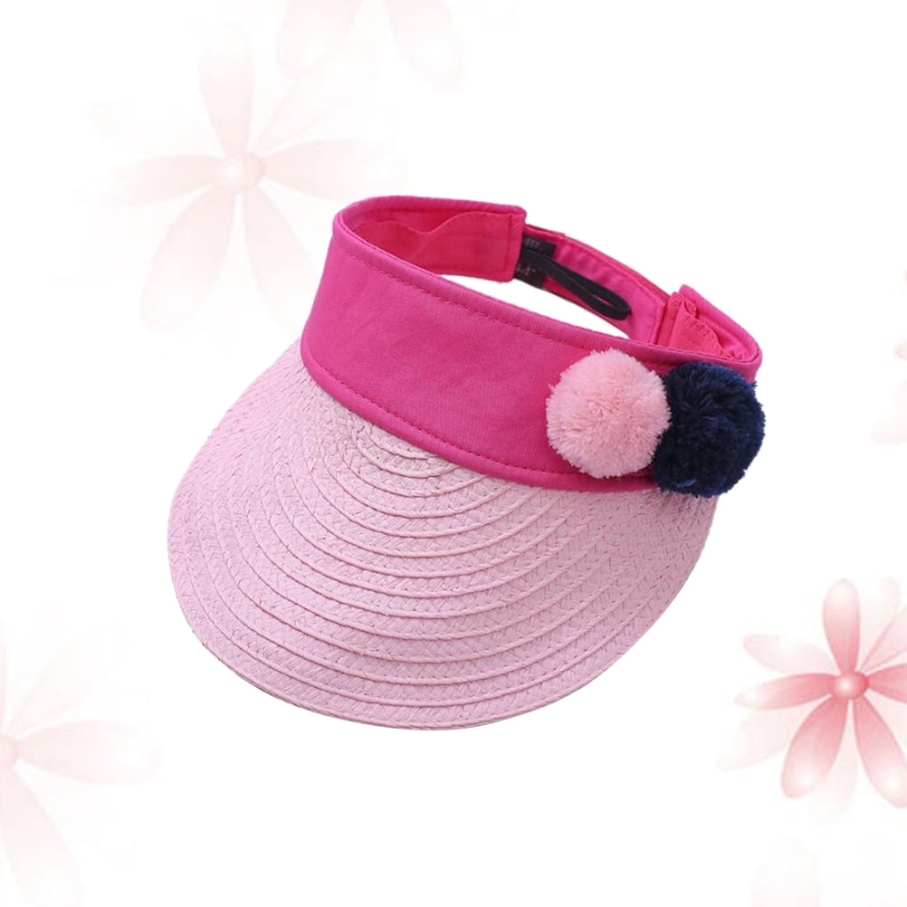 Kid Visor Rabbit Plush Ball Decor Sun Block Wide Brim Hat for Kid Child ...