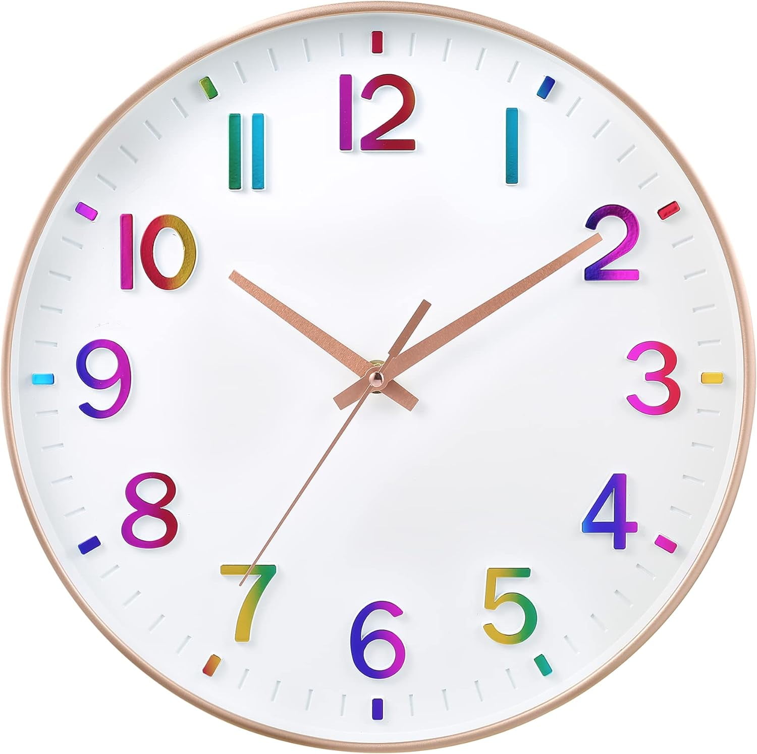 Kid Wall Clocks Battery Operated,12 inch Silent Non Ticking Modern Wall ...