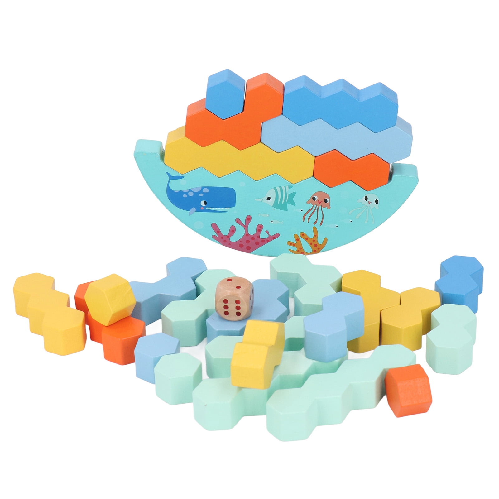 Kid Wooden Stacking Blocks Funny Parent Child Interactive Building ...
