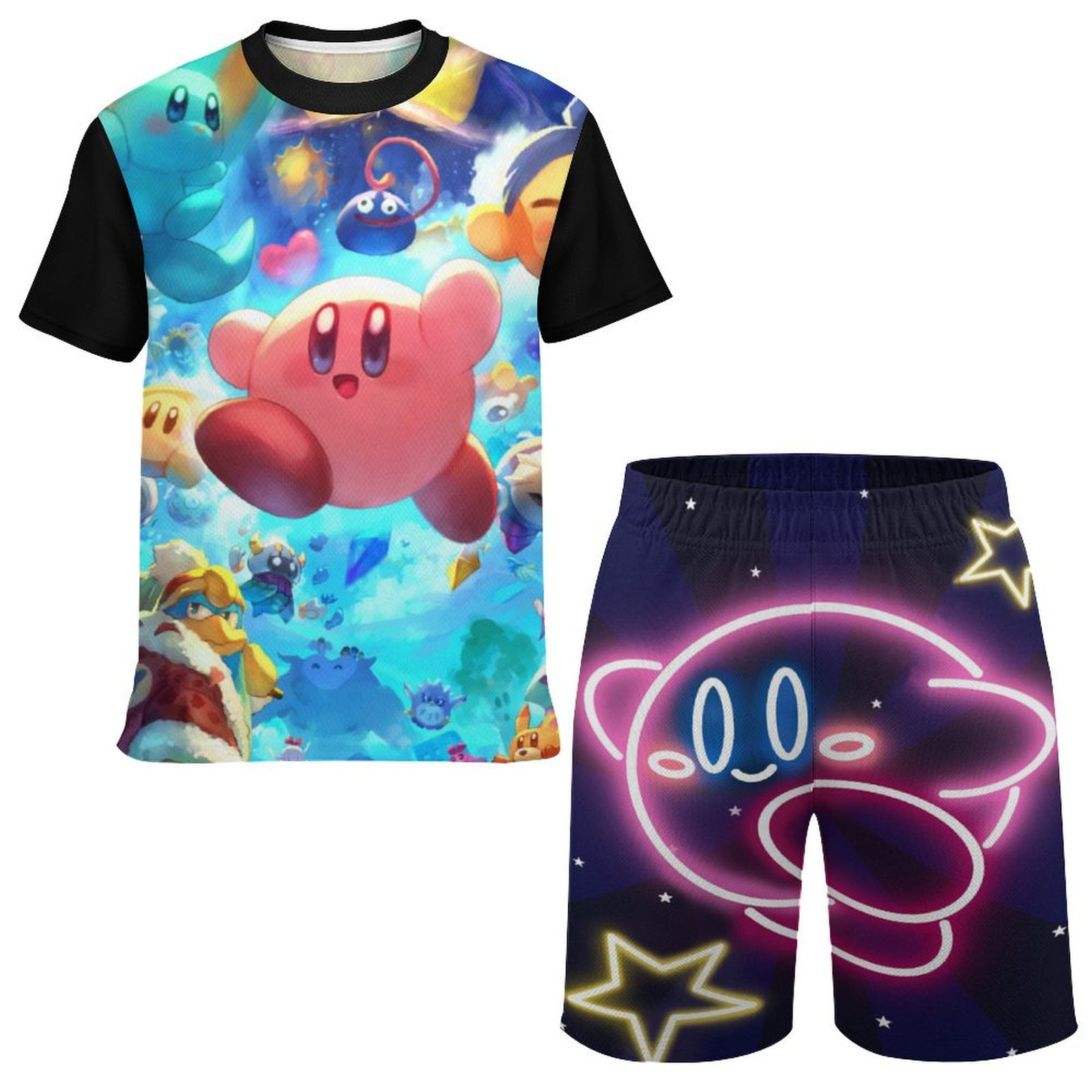 Kid's 2 Piece Outfits 3D Kirby Short Sleeve Tee Shirt and Track Shorts ...