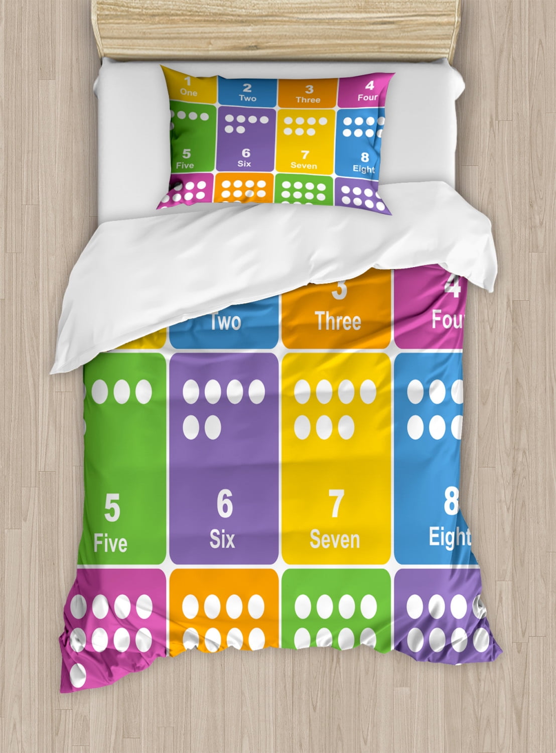 Kid's Activity Duvet Cover Set Twin Size, Learning the Numbers Themed ...