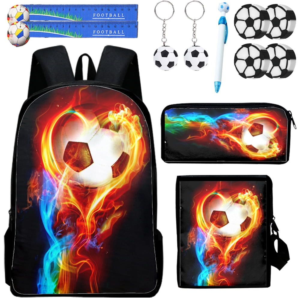 Kid's Backpack 15.75in 12Pcs/Set Football Print Backpack for Kids ...