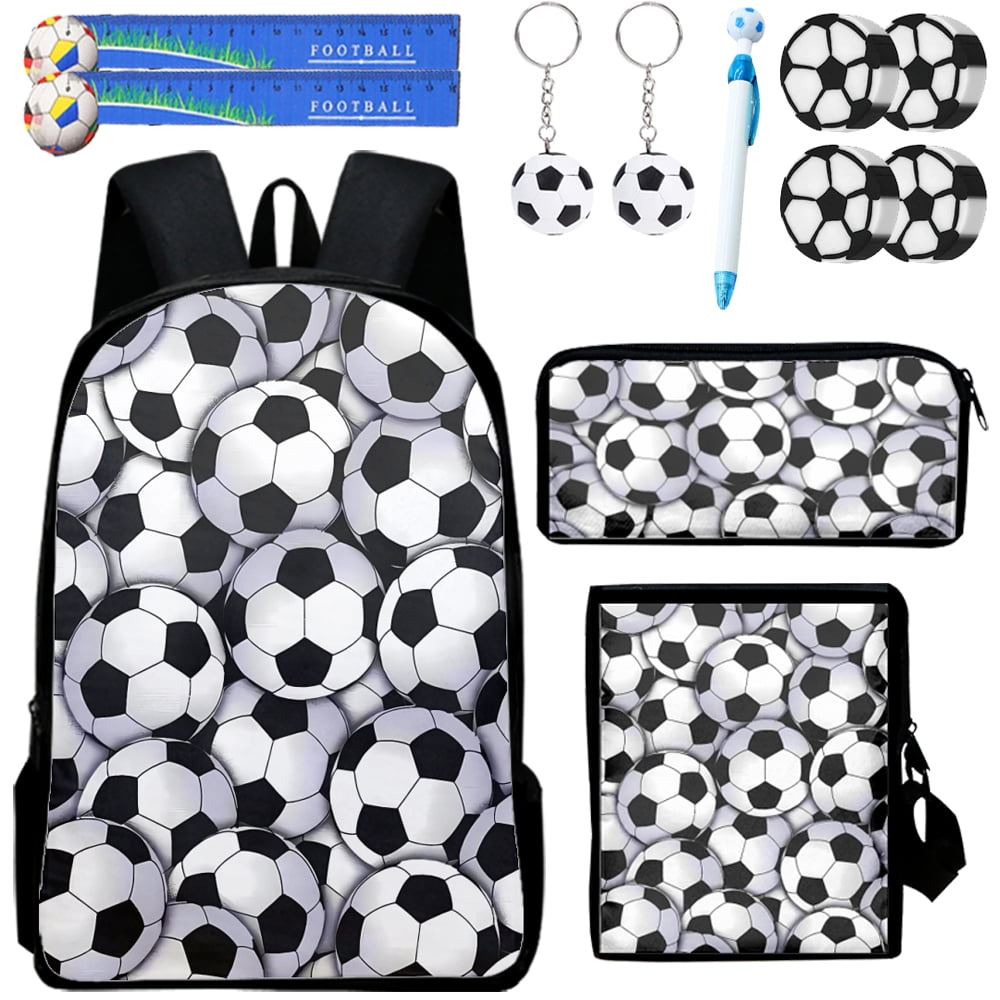 Kid's Backpack 15.75in 12Pcs/Set Football Print Schoolbag for ...