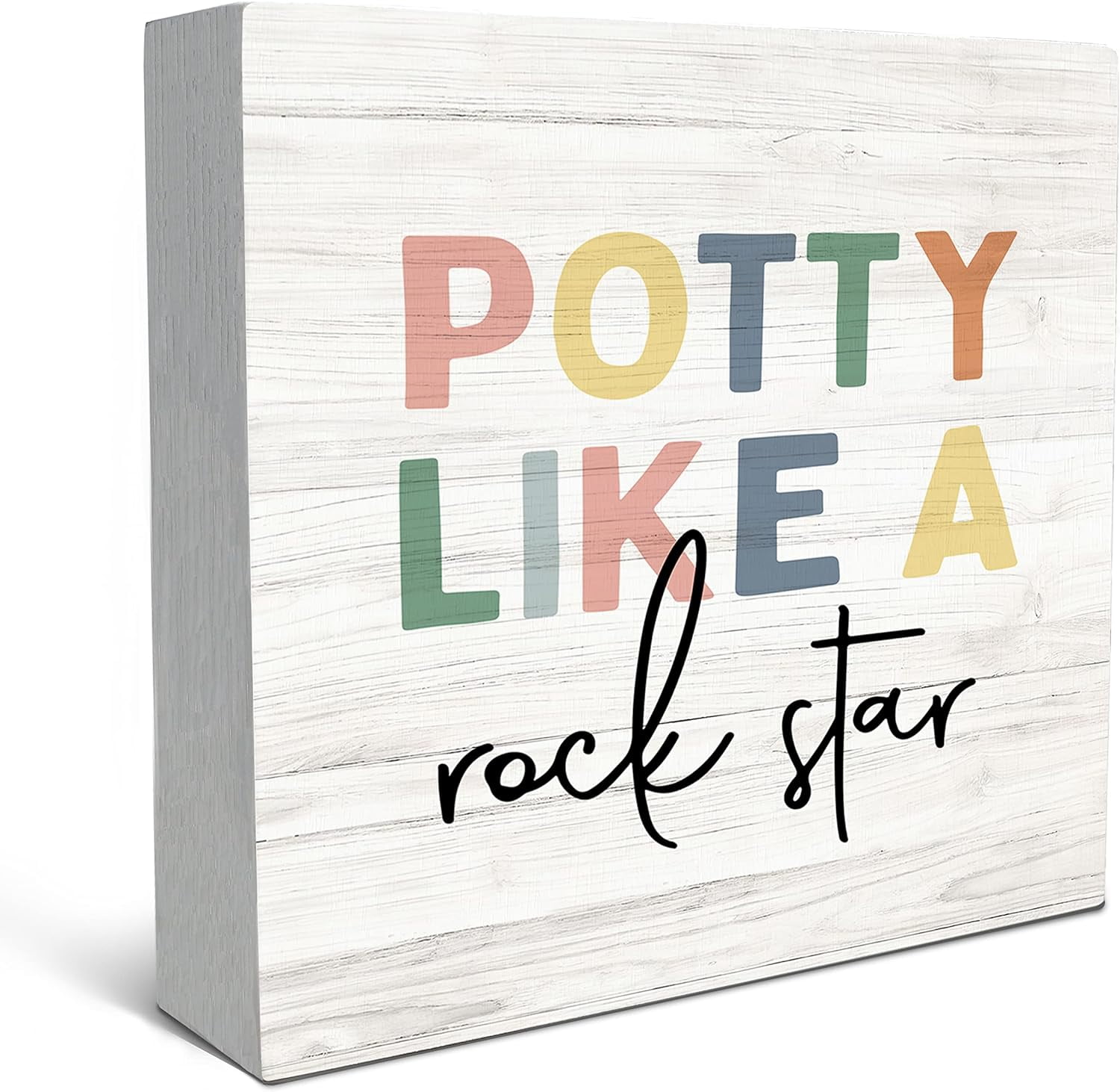 Kid's Bathroom Quote Potty Like a Rock Star Wood Box Sign Desk Decor ...