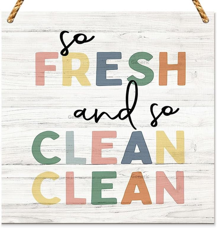 Kid's Bathroom Quote So Fresh So Clean Sign Decor, Bathroom Wooden Sign ...