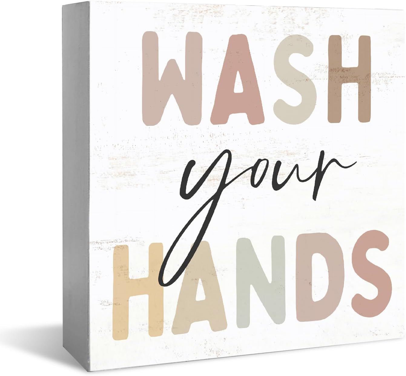 Kid's Bathroom Quote Wash Your Hands Wooden Box Sign Desk Decor Funny ...
