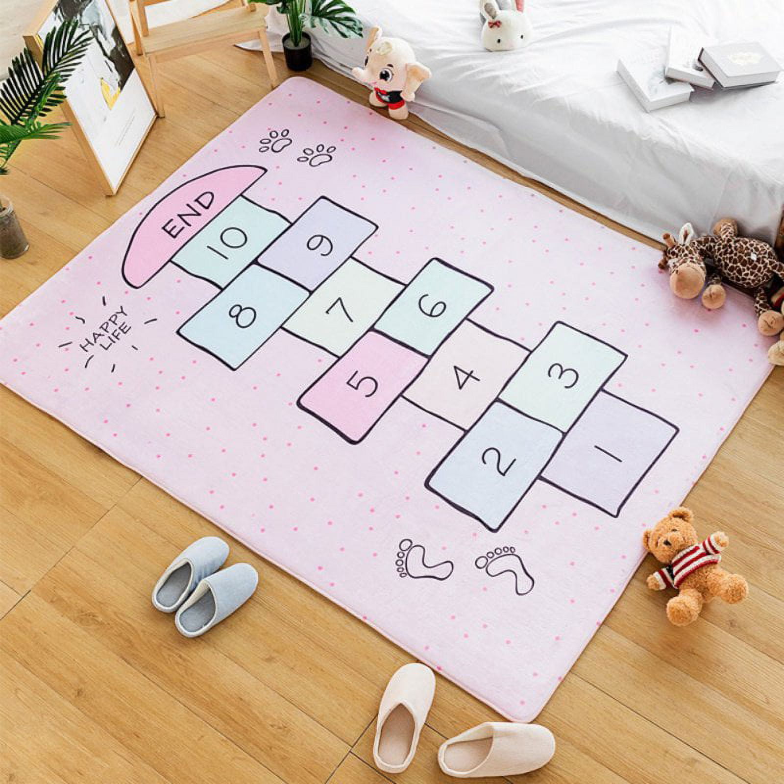 Kid's Bedroom Anti Slip Floor Carpet Hopscotch Rug Hop & Count ...
