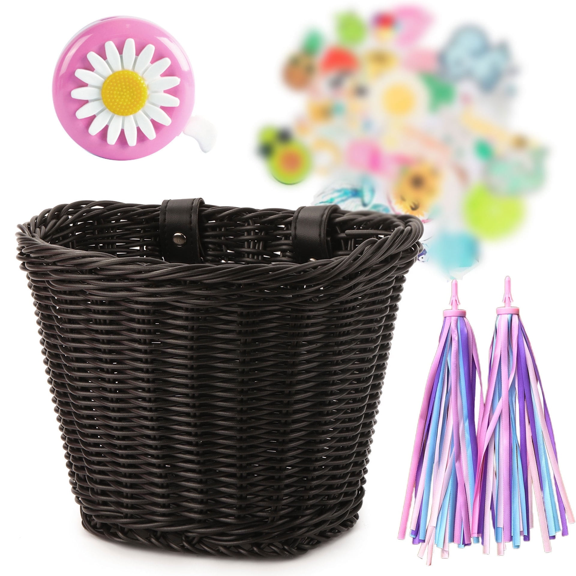 4Pcs Retro Rattan Bike Basket Set - Natural Rattan Handlebar Basket ...