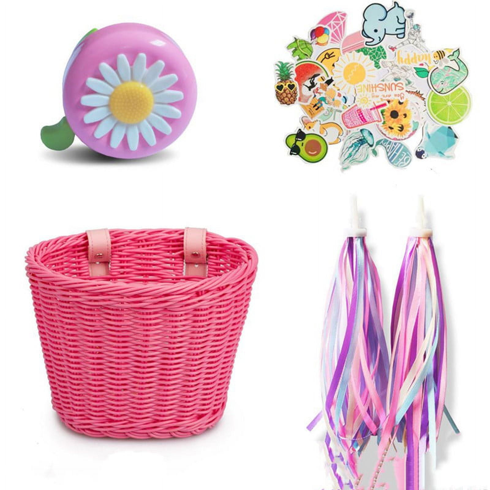 Kid's Bicycle Basket Streamers Set, Front Handlebar Kid's Bicycle ...