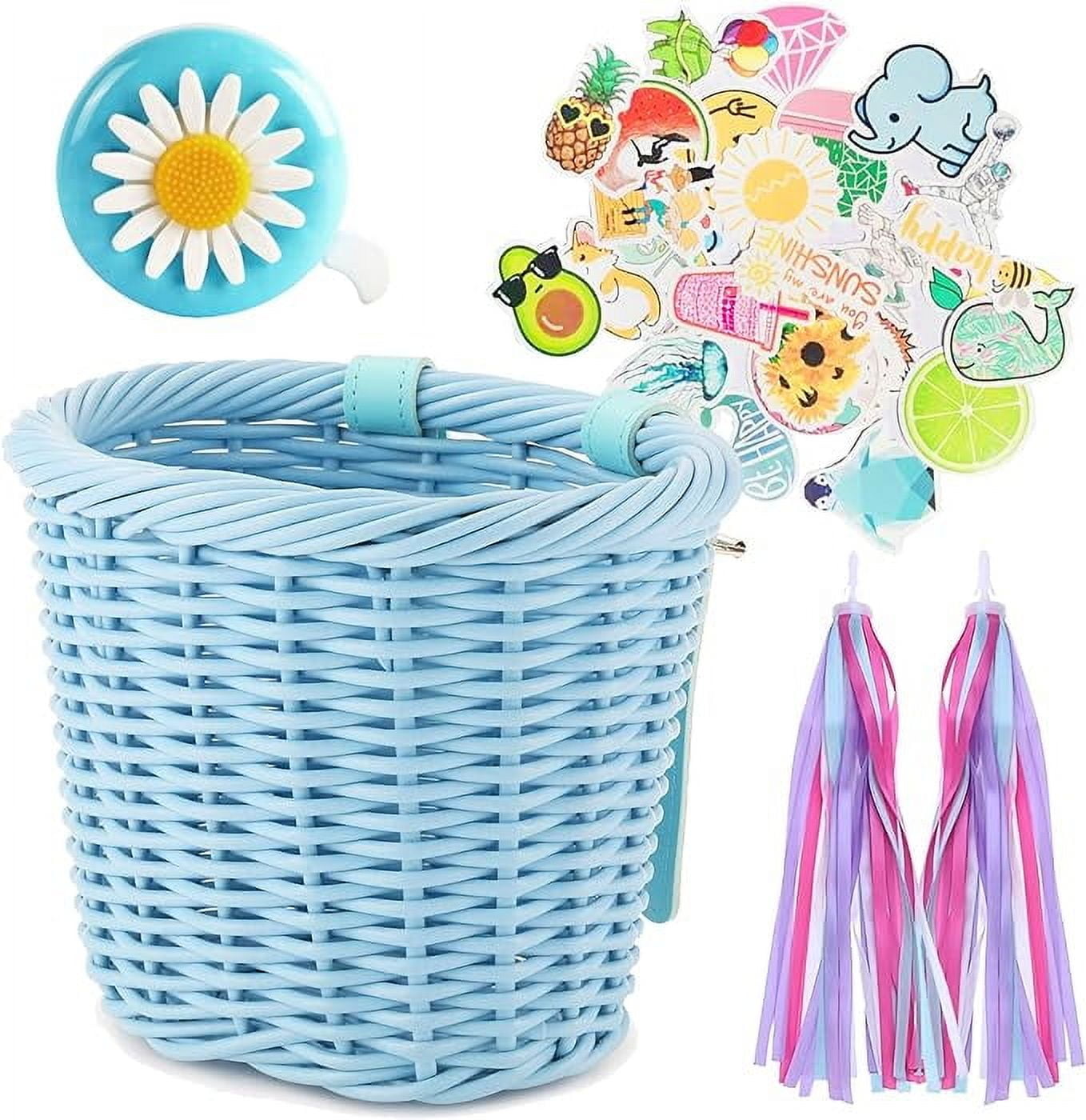 Kid's Bike Basket for Girls Front Bike Accessories Small Woven Wicker ...